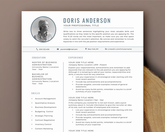 Executive Resume Template Professional and Feminine Resume - Etsy