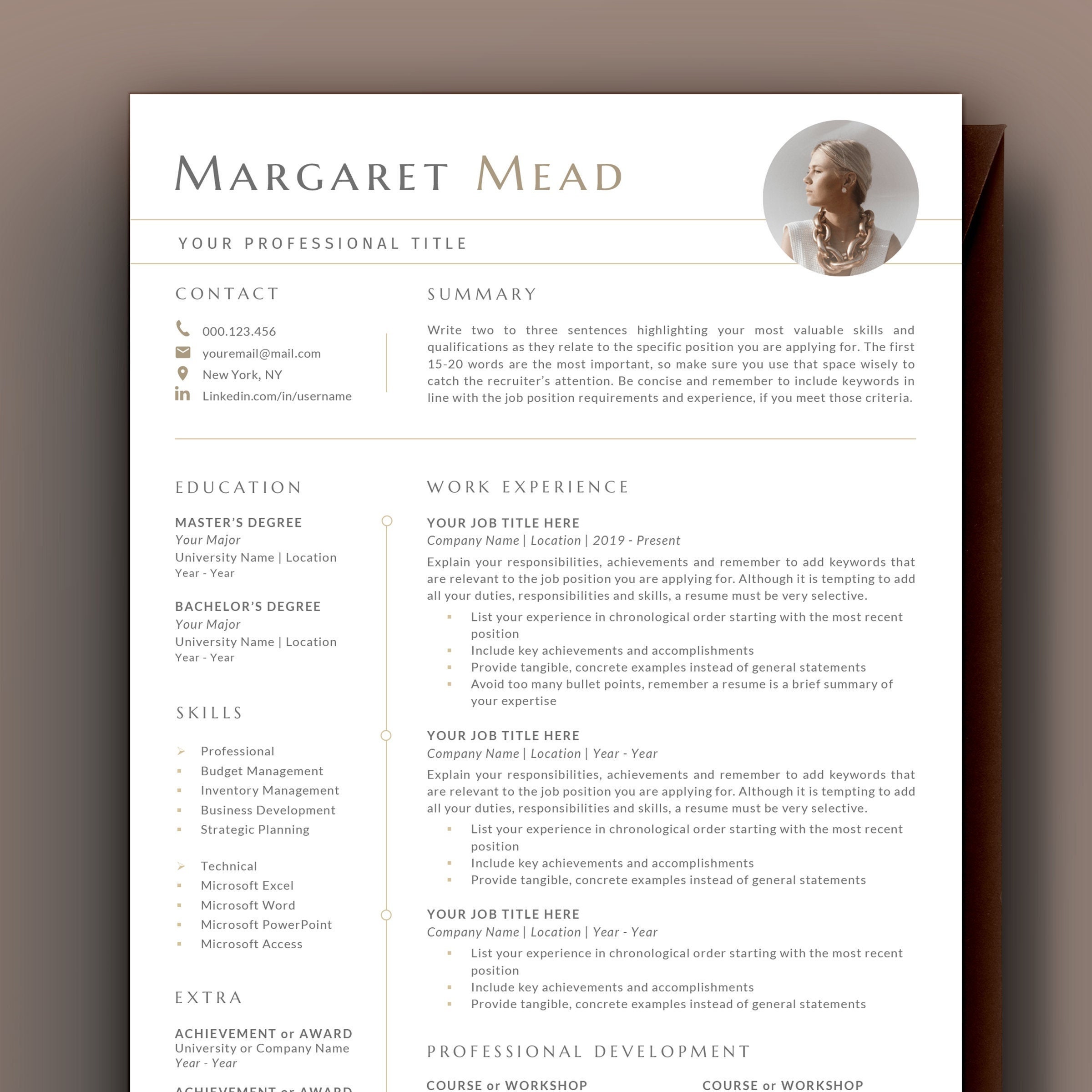 Executive Resume, Resume Template Word, Professional Resume, Modern ...