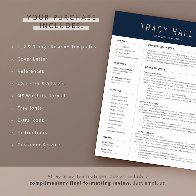 Executive Resume Template | Modern C Level Resume Template for Word ...