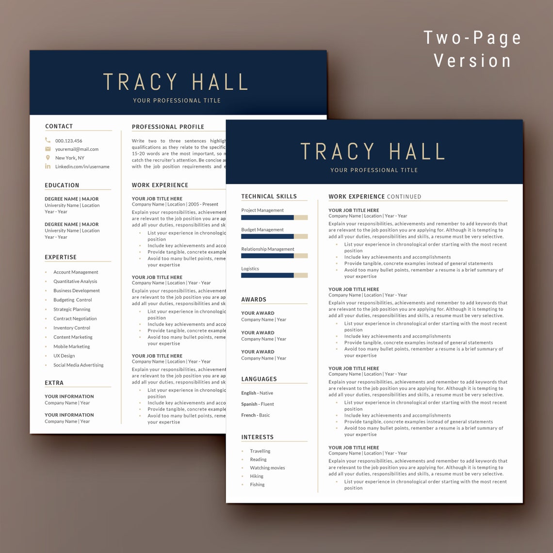 Executive Resume Template | Modern C Level Resume Template for Word ...
