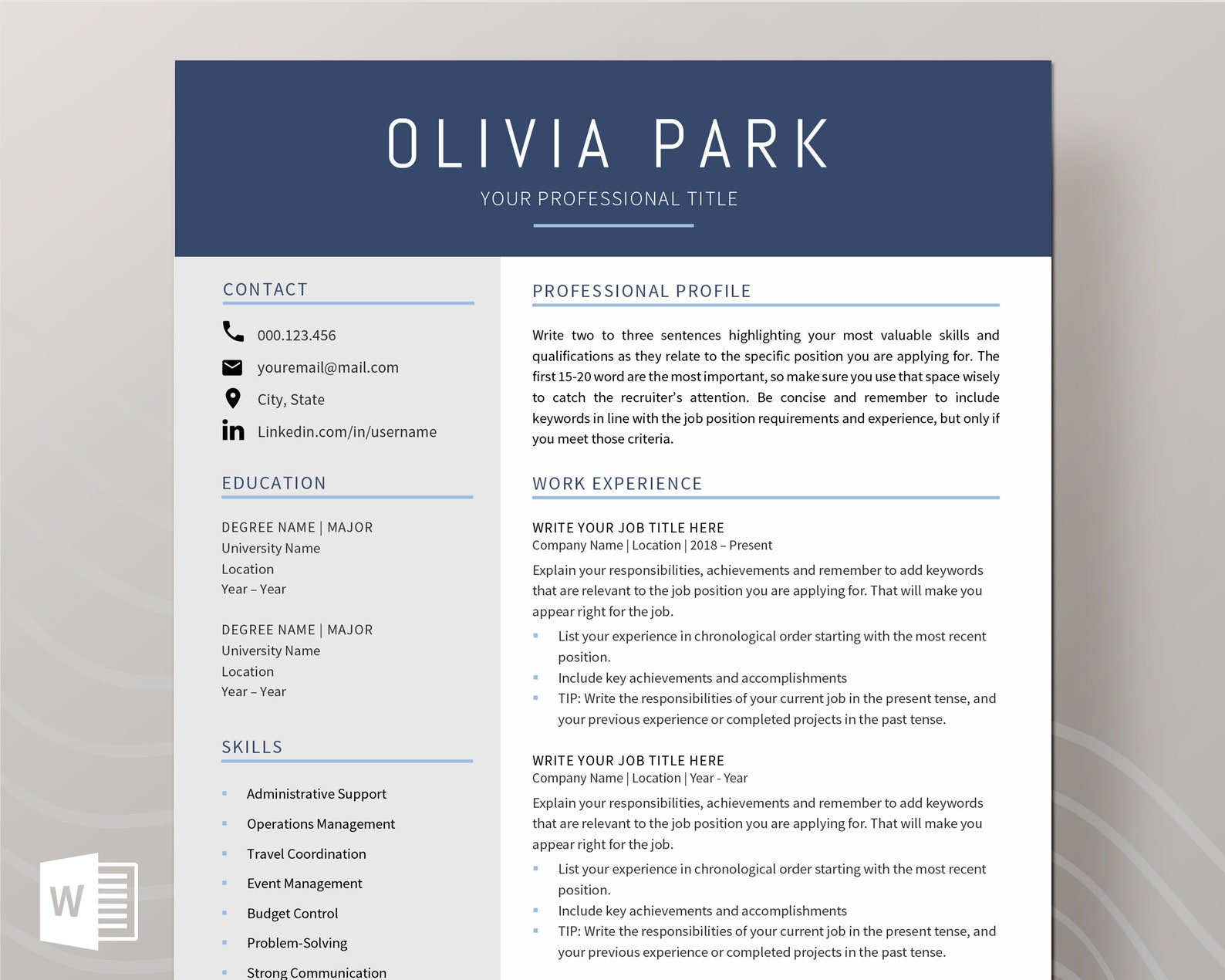 Executive Assistant Resume Template | Professional and Modern CV ...