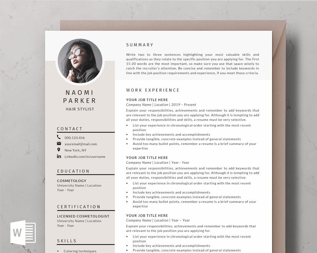 Creative Resume Template | Hair Stylist Resume, Esthetician Resume ...