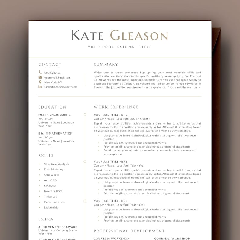 Engineer Resume Template, Engineering CV, Modern Resume Design ...