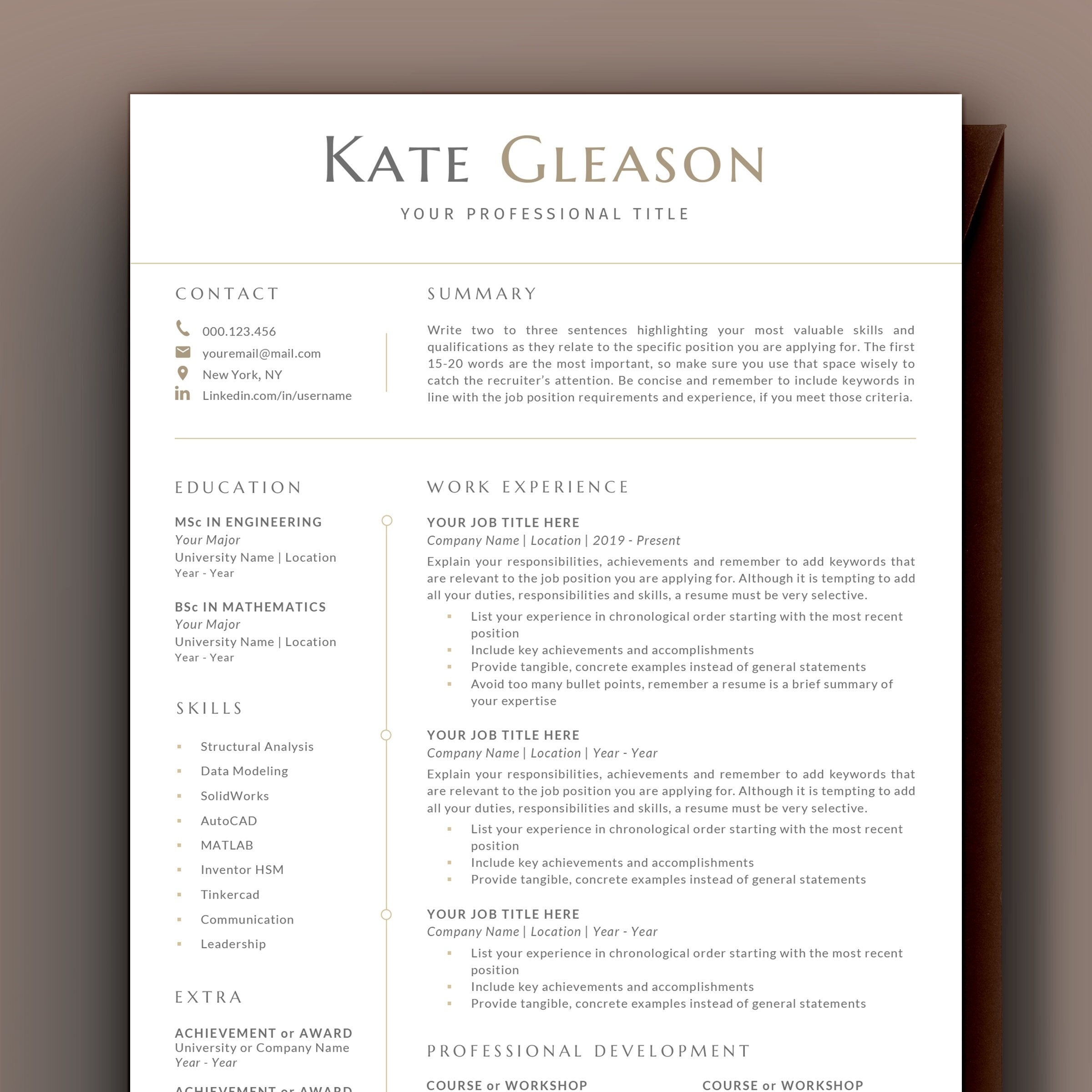 Engineer Resume Template, Engineering CV, Modern Resume Design ...