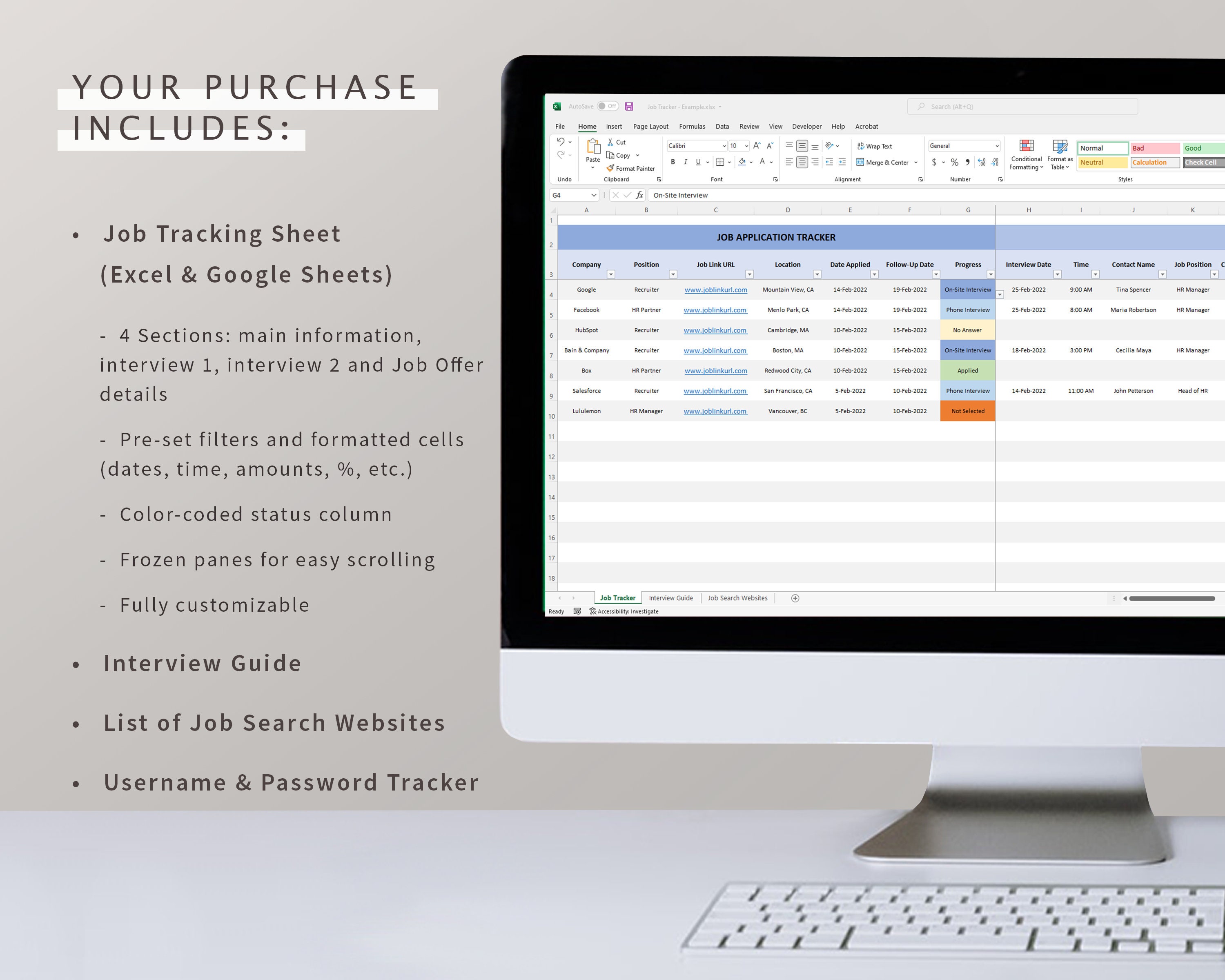 Job Tracker, Job Application Planner, Job Search Planner, Job Interview ...