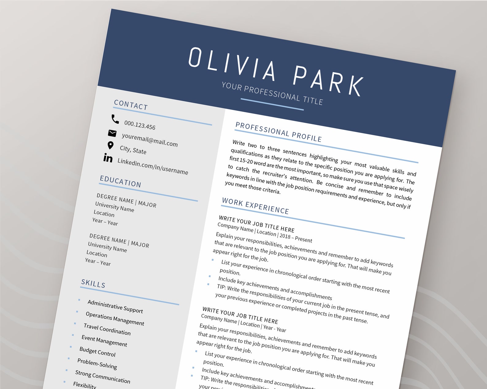Executive Assistant Resume Template | Professional and Modern CV ...
