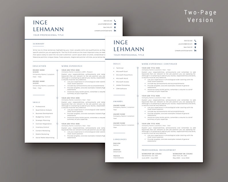 Executive Resume, Professional Resume Template, Modern Resume Word, CV ...
