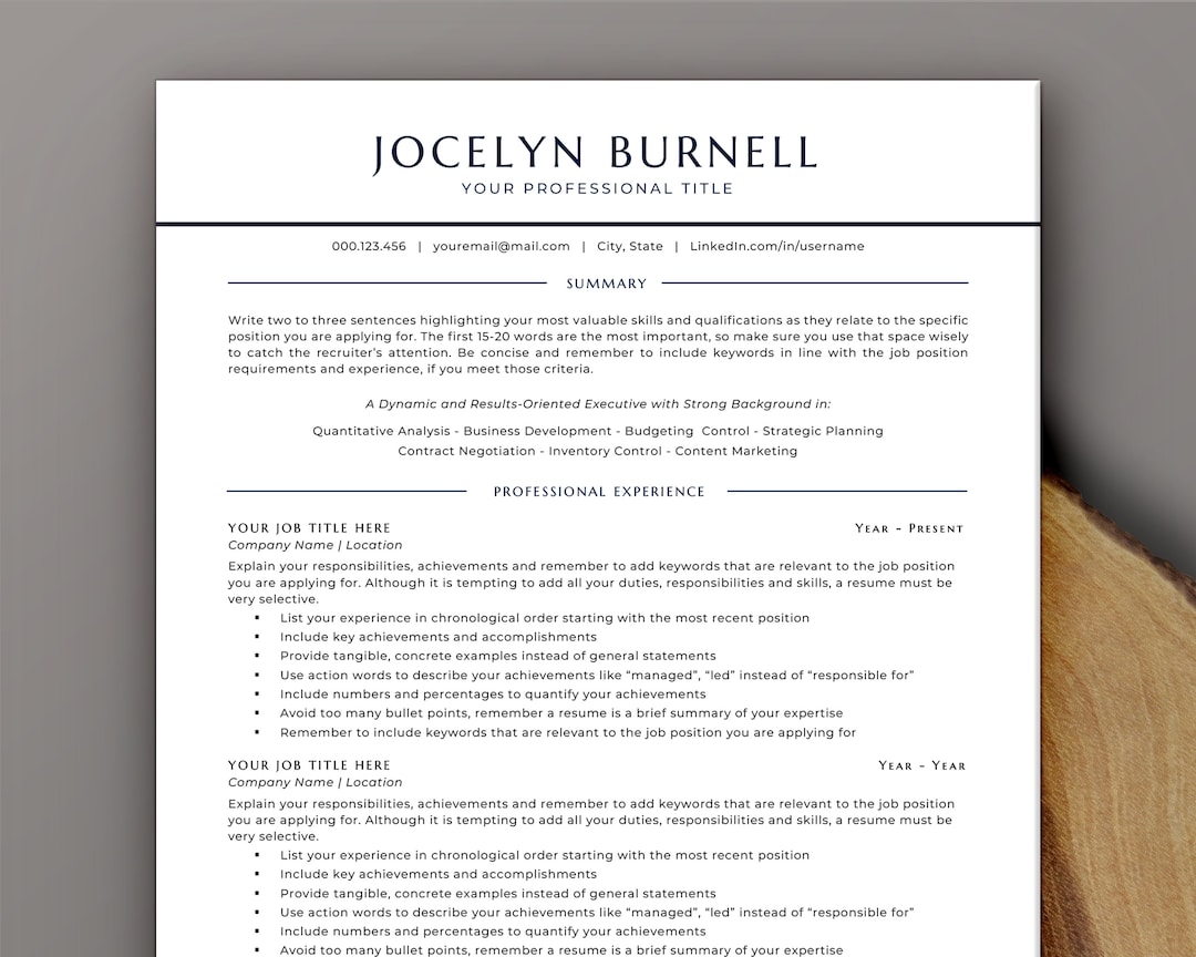Executive ATS Resume Template, Professional Resume Word, Modern Resume ...