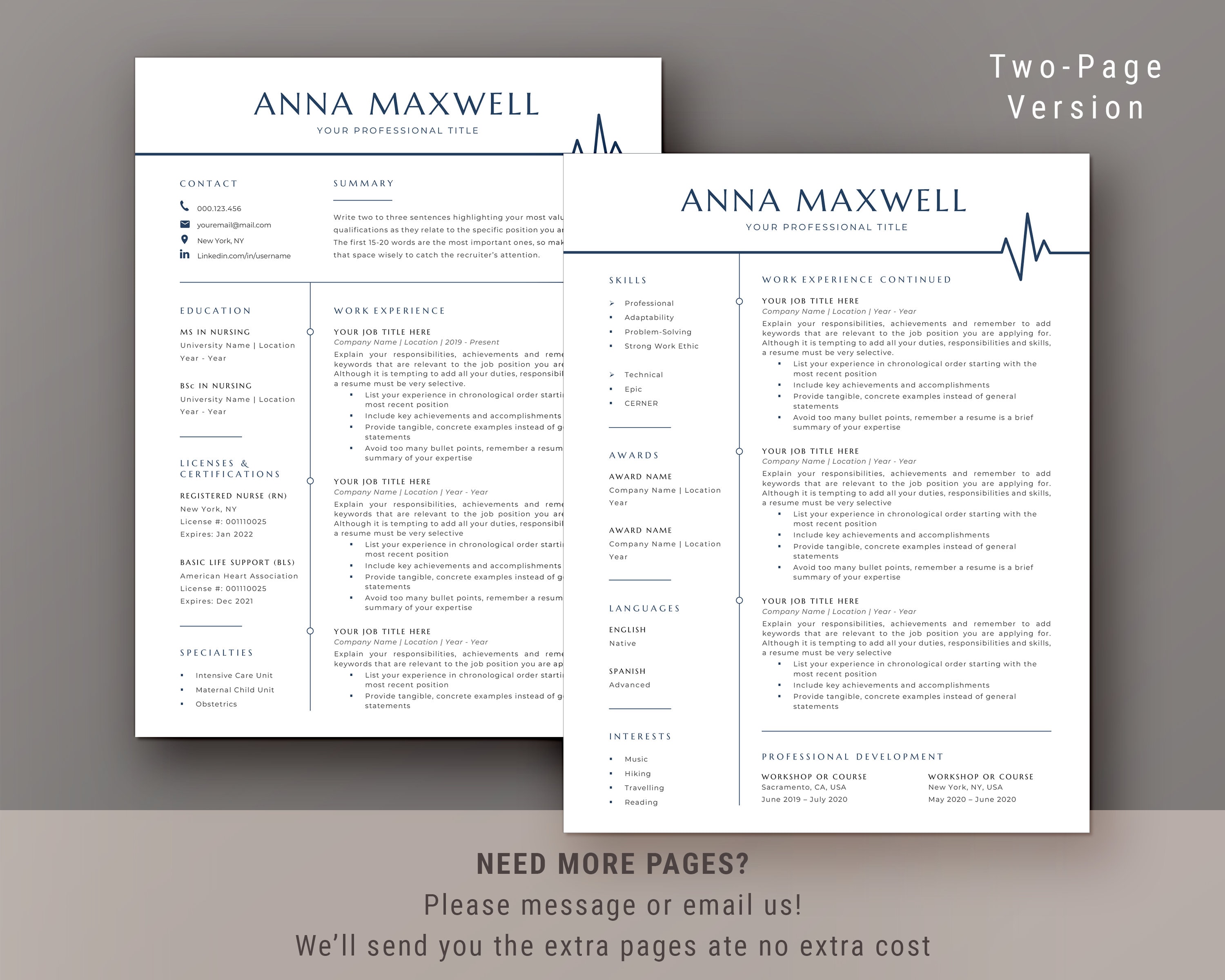 Nurse Resume Template Nursing, Registered Nurse, Nurse Practitioner, RN ...