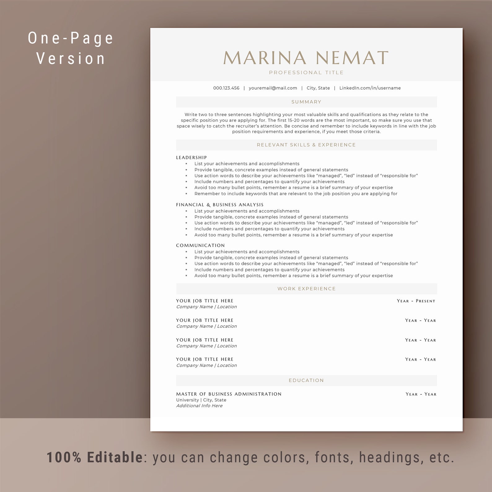 Functional Resume Template, Skills Based Resume, CV Template Word ...