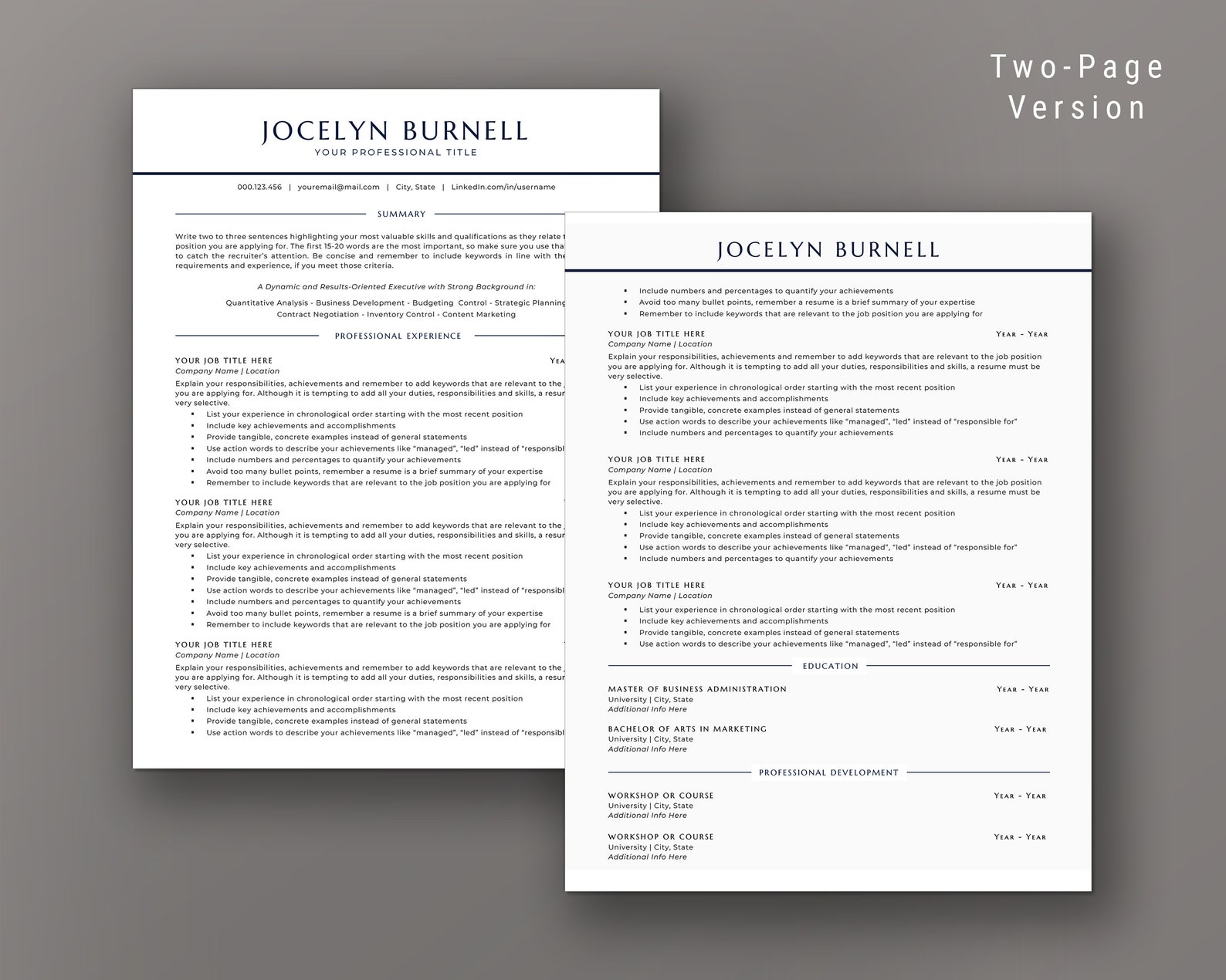 Executive ATS Resume Template, Professional Resume Word, Modern Resume ...