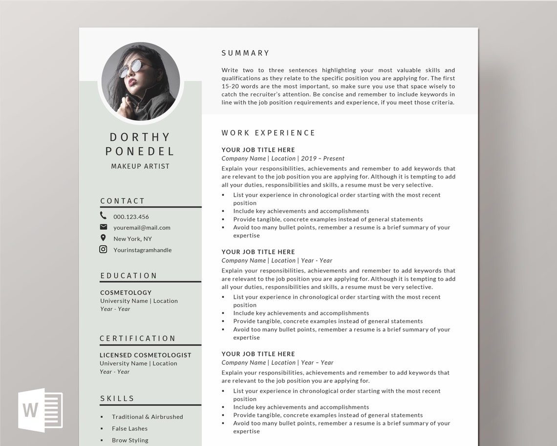 Creative Resume Template, Makeup Artist Resume, Esthetician Resume ...
