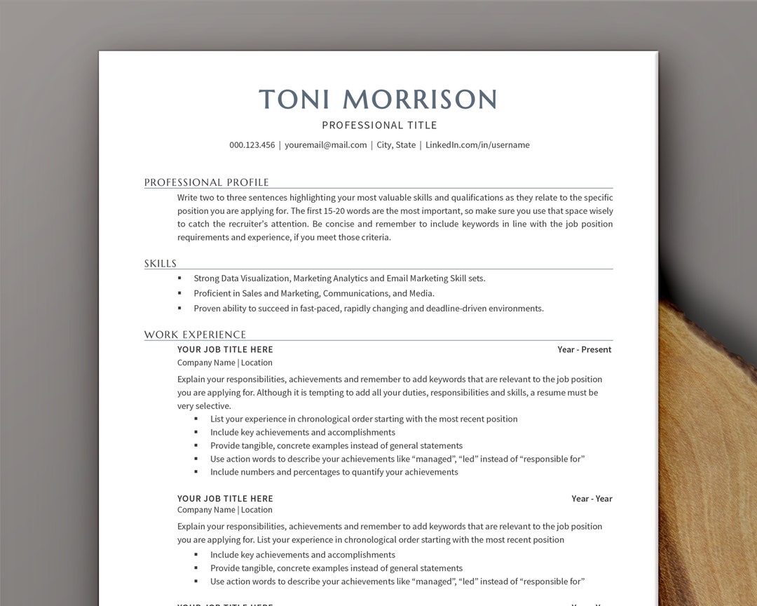 ATS Friendly Resume Template, Clean Resume Design, CV Template, Simple ...