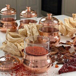 Handcrafted Copper Spice Jar Set: Kitchen Canisters, Elegant Decoration ...