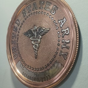 Hand Engraved Copper Army Medical Corps Plaque, Doctor Retirement Gift ...