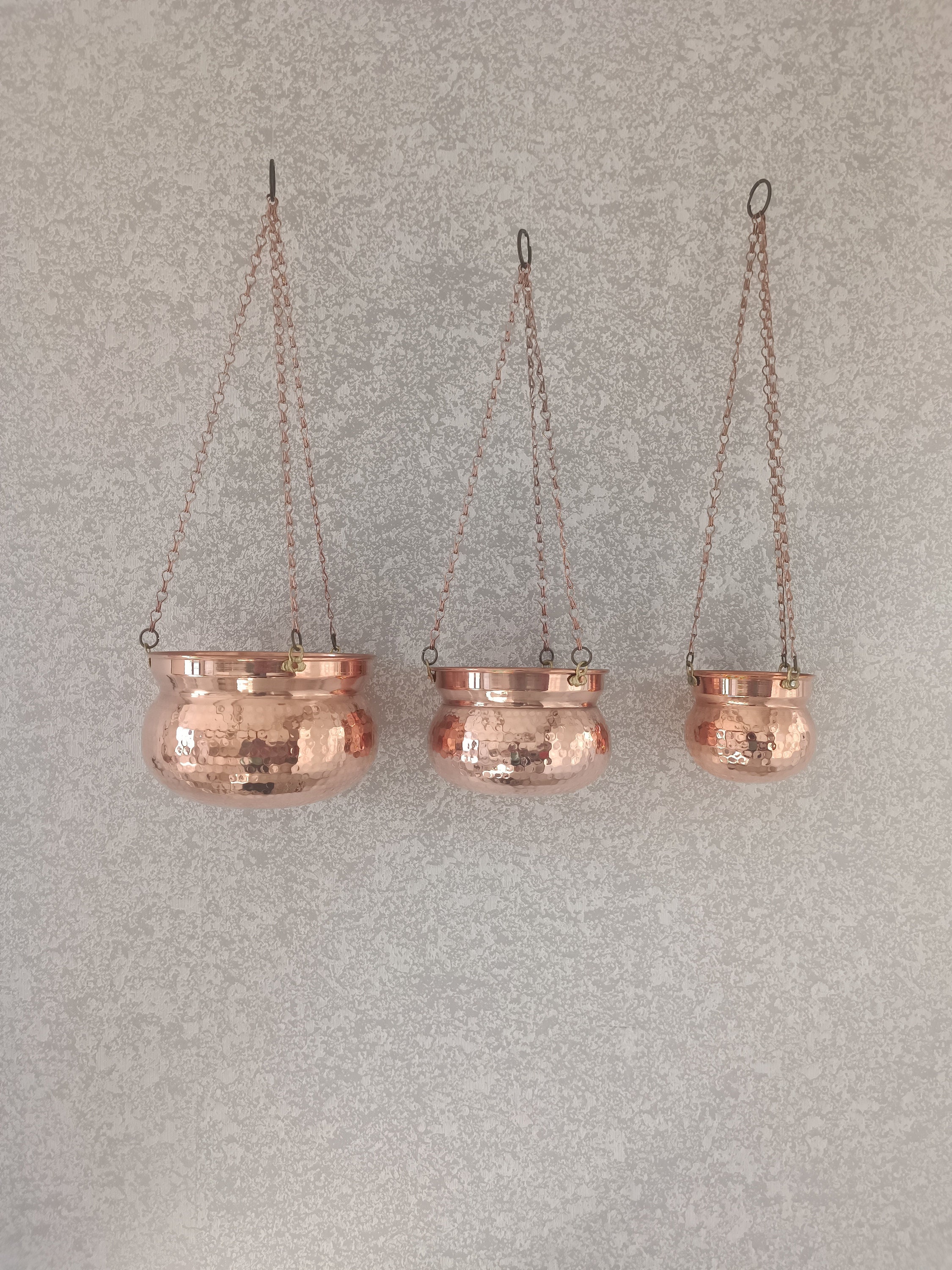 Handcrafted Copper Hanging Planter Pot Perfect for Indoor and Outdoor ...