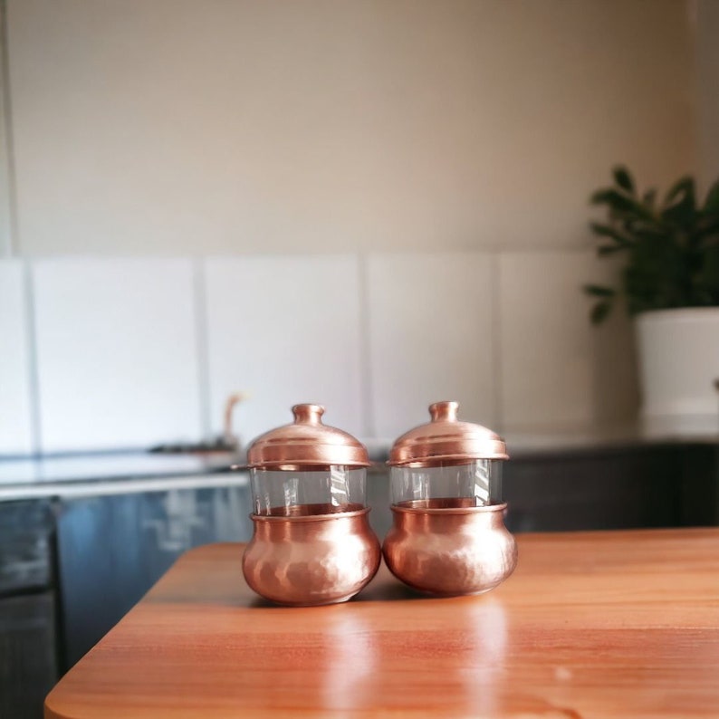 Copper Spice Jar Set Handcrafted Copper Container Spice - Etsy