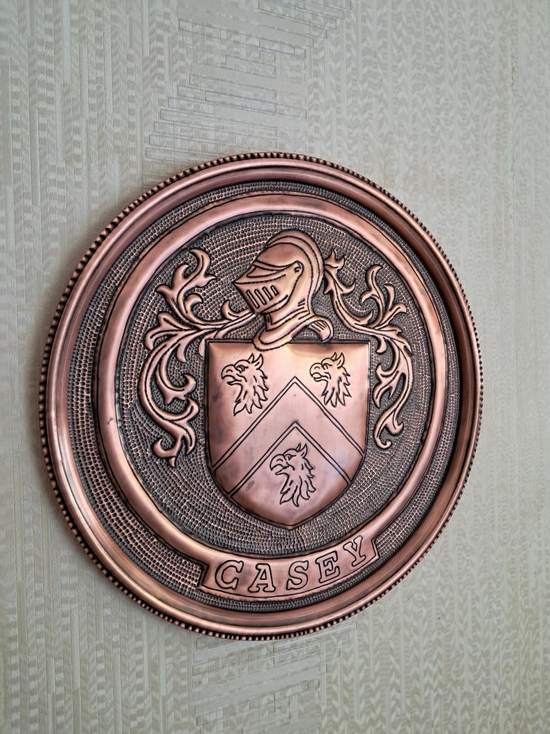 Handmade Copper Casey Family Crest Plaque, Irish Home Decor - Etsy