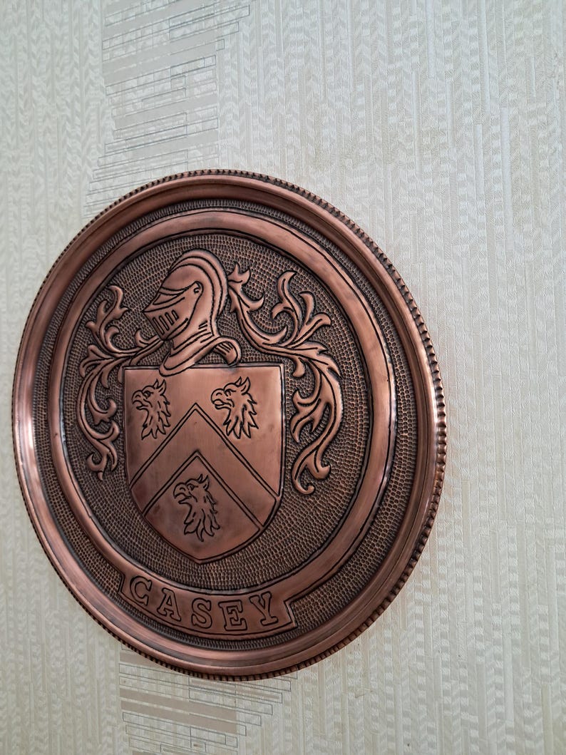 Handmade Copper Casey Family Crest Plaque, Irish Home Decor - Etsy