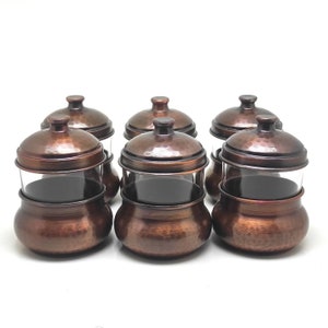 Copper Spice Jar Set, Handcrafted Copper Container, Spice Canister ...