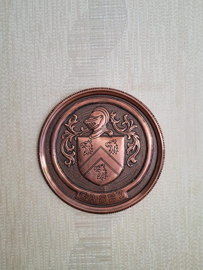 Handmade Copper Casey Family Crest Plaque, Irish Home Decor - Etsy