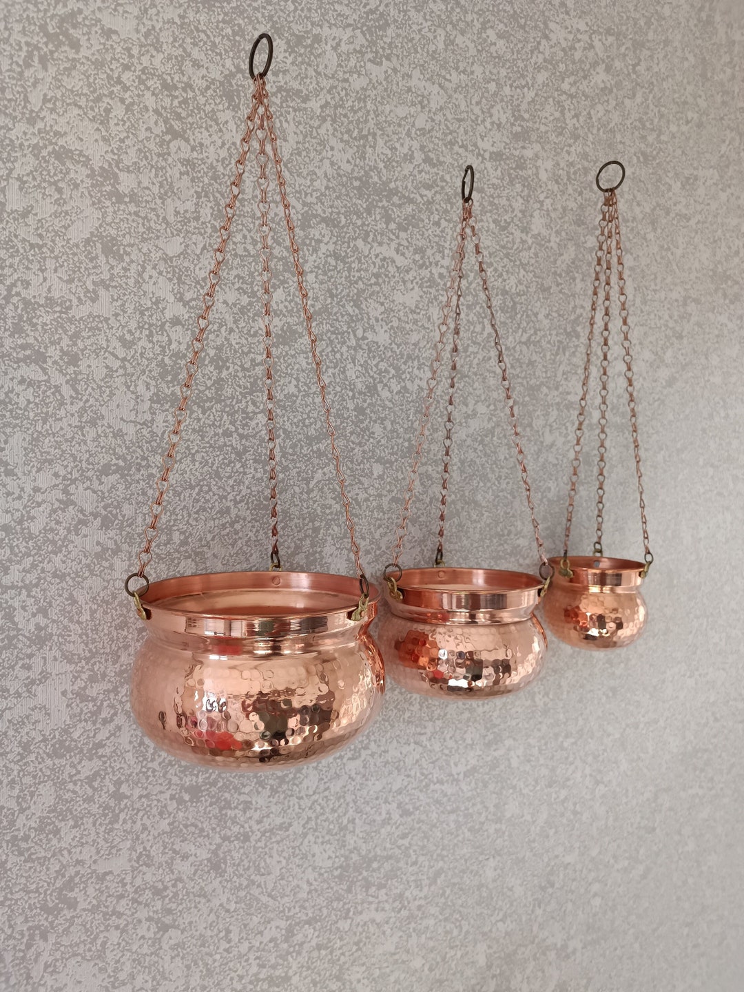 Handcrafted Copper Hanging Planter Pot - Perfect for Indoor and Outdoor ...