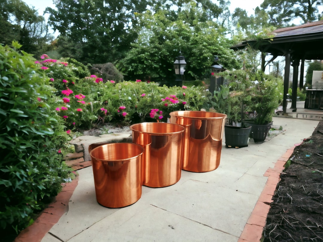 Handcrafted Copper Flower Planter Pot Set Perfect Garden and - Etsy