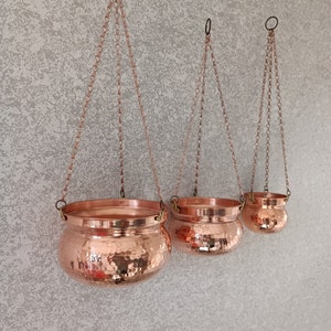 Handcrafted Copper Hanging Planter Pot: Indoor/outdoor Decor - Etsy