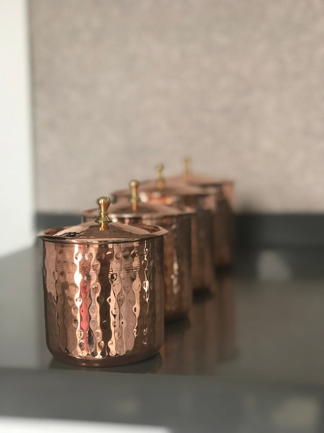 Hammered Copper Spice Jar Set, Handcrafted Copper Container, Spice ...