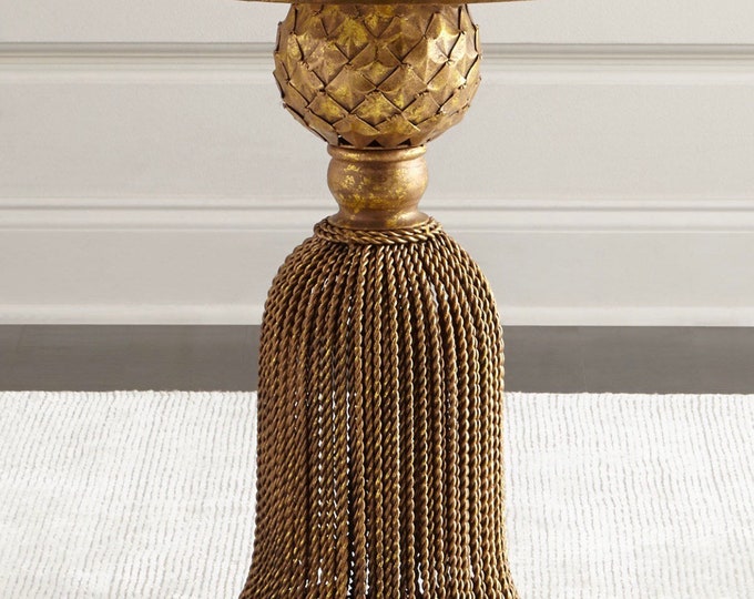 Antique Gold Round Tassel Table With White Marble Top - Etsy