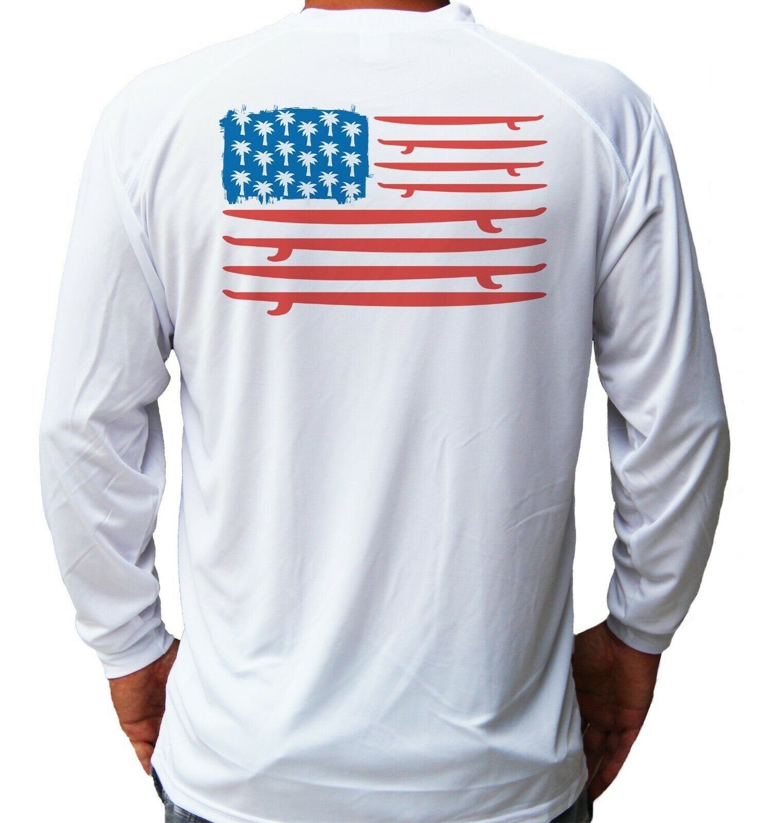 Surfing Surfer Flag Ocean Beach Long Sleeve UPF 50 T-shirt UV ...