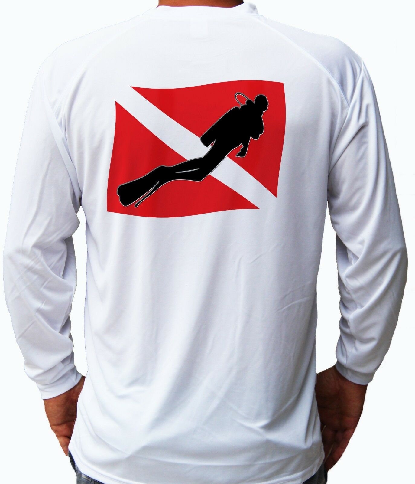 Scuba Diver Diving Logo Flag Ocean Boat Sport Fishing Shirt UPF 50 Long ...