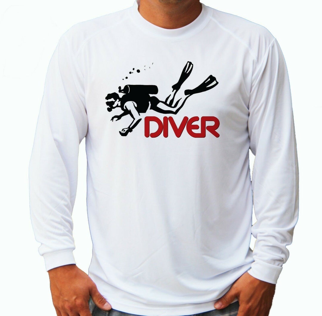 Scuba Diver Diving Logo Flag Ocean Boat Sport Fishing Shirt UPF 50 Long ...