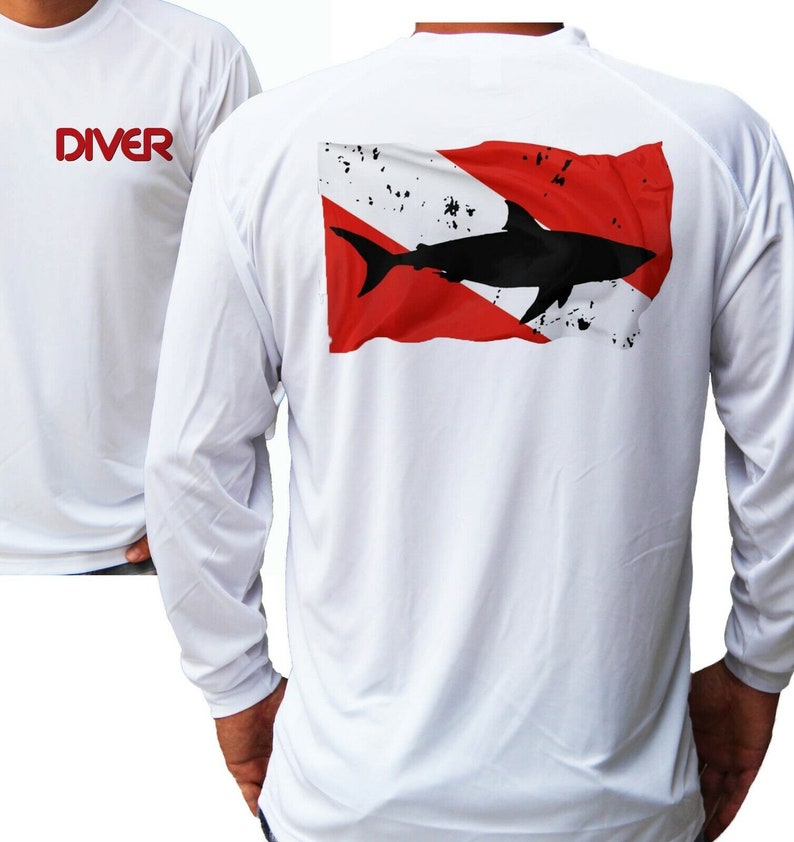 Scuba Diving Flag Diver Logo Shirt UPF 50 Long Sleeve T-shirt Sun UV ...