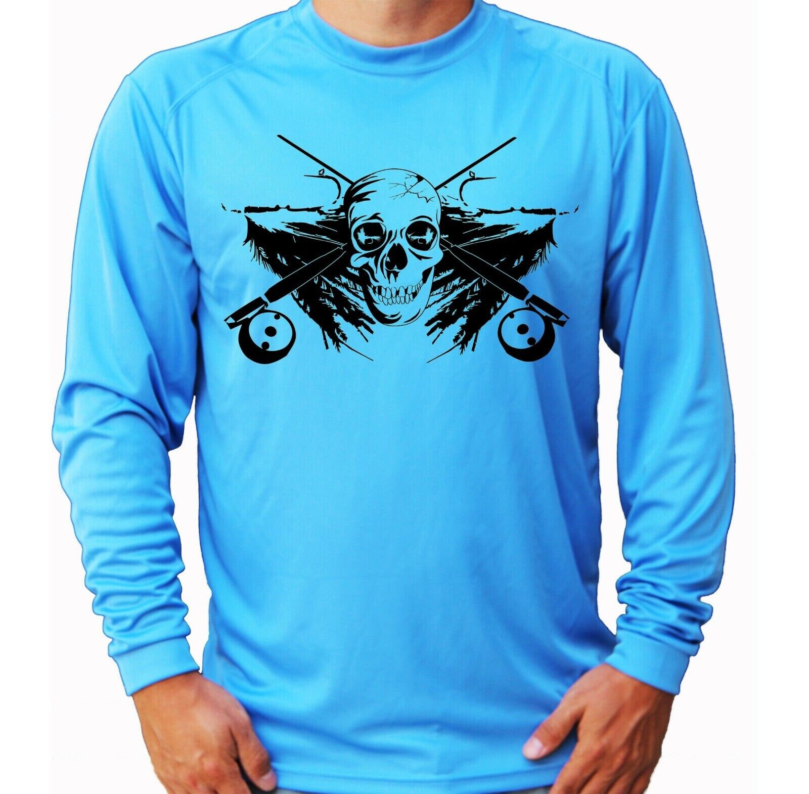 Fly Fishing Skull Fishing Boat Sport Long Sleeve UPF 50 T-shirt UV ...