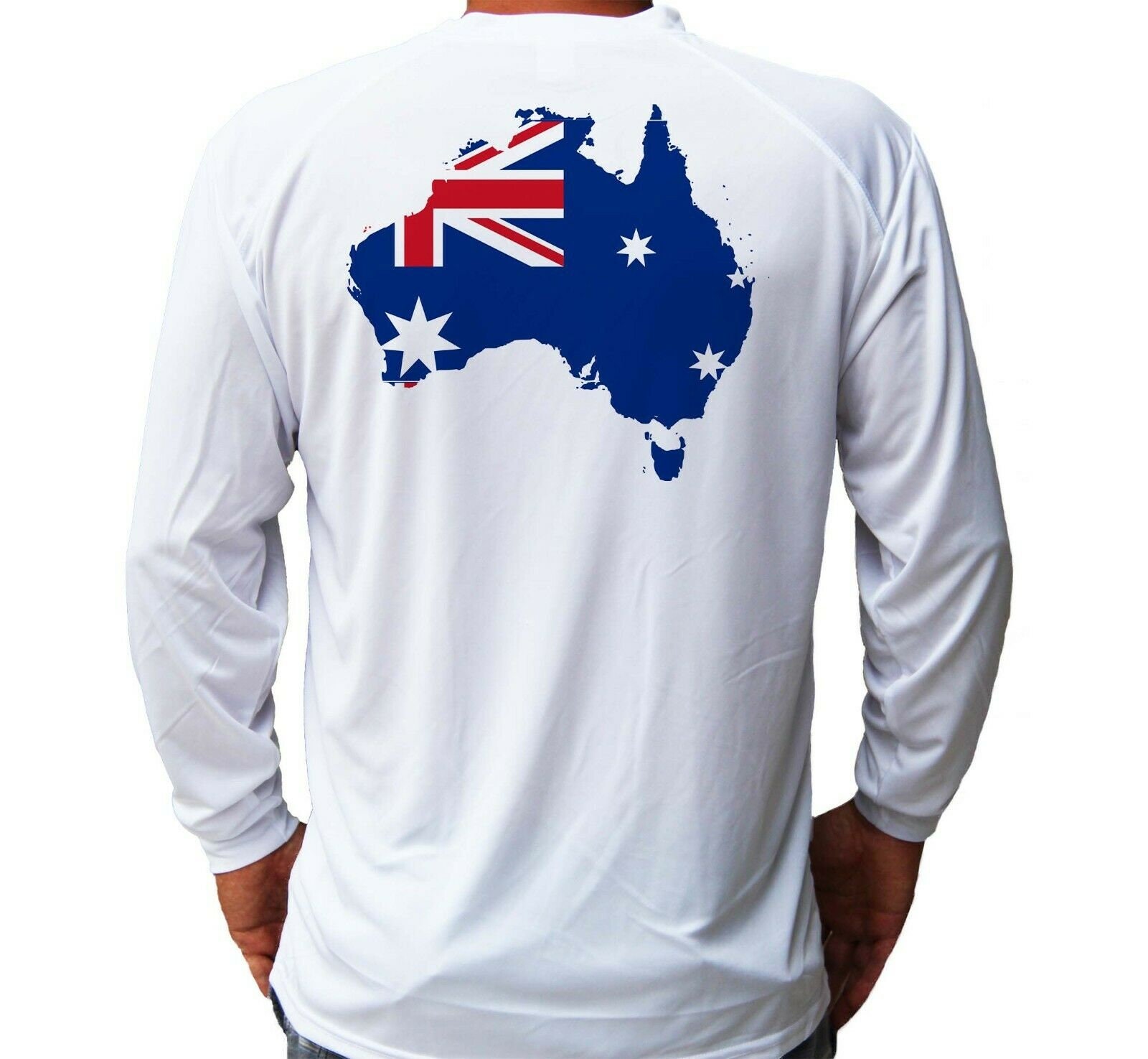 Australian Flag Map of Australia Ocean Fishing Shirt UPF 50 Long Sleeve ...