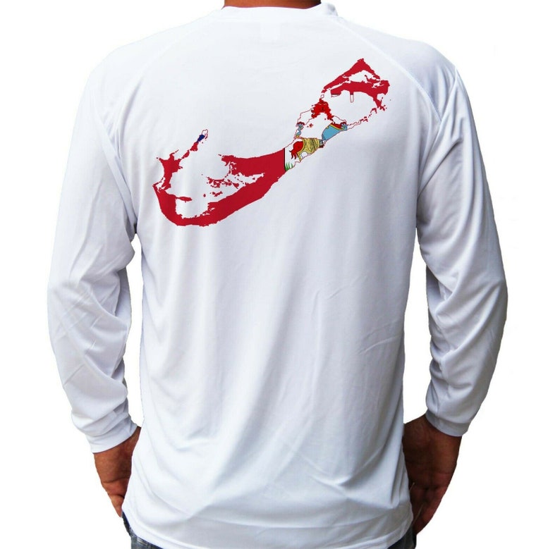 Bermuda Flag Map Ocean Fishing Shirt UPF 50 Long Sleeve T-shirt Sun UV ...
