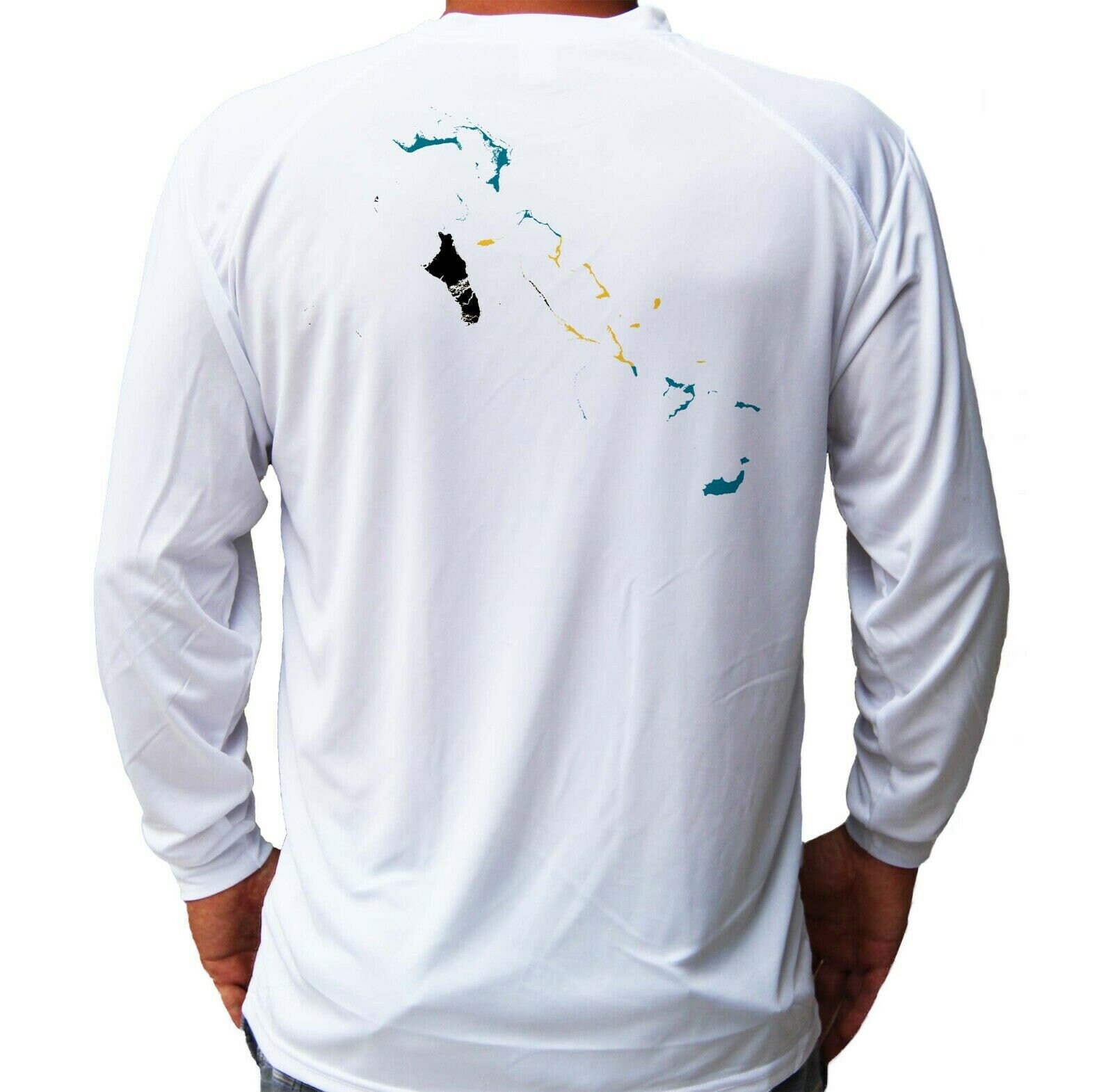 The Bahamas Flag Map Ocean Fishing Shirt UPF 50 Long Sleeve T-shirt Sun ...