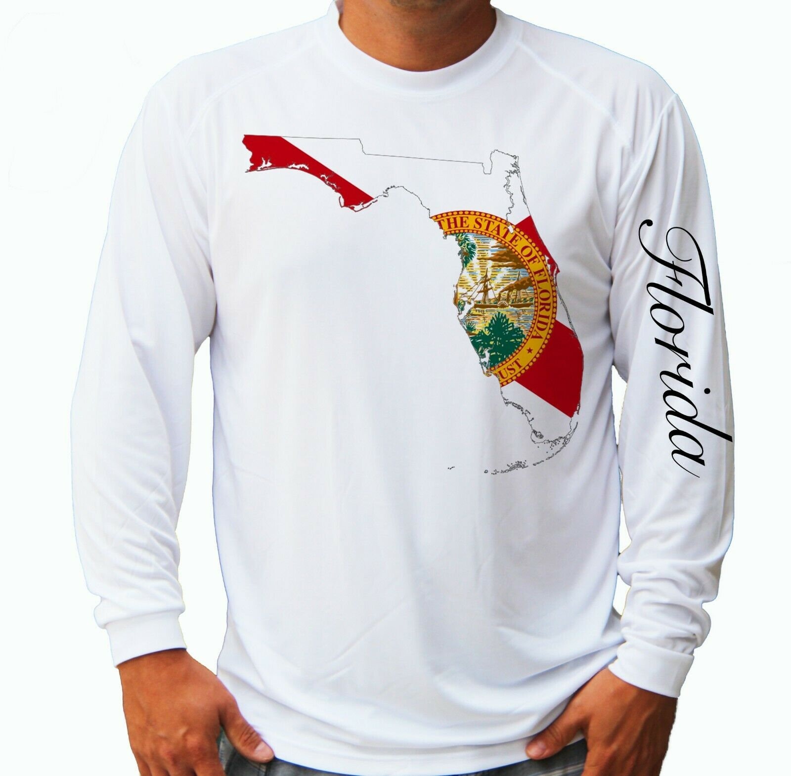 Florida Flag Map State Shirt UPF 50 Long Sleeve T-shirt Sun UV ...