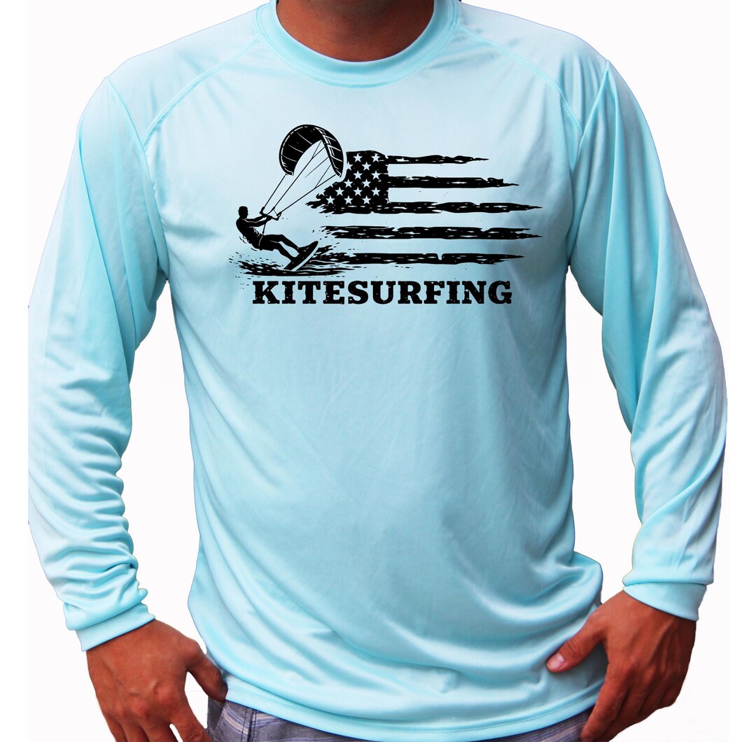 Kitesurfing Surfing American Flag Shirt UPF 50 Long Sleeve T-shirt Sun ...