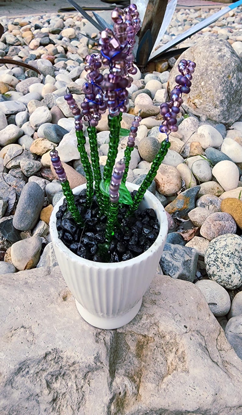 Miniature Lavender Beaded Plant - Etsy