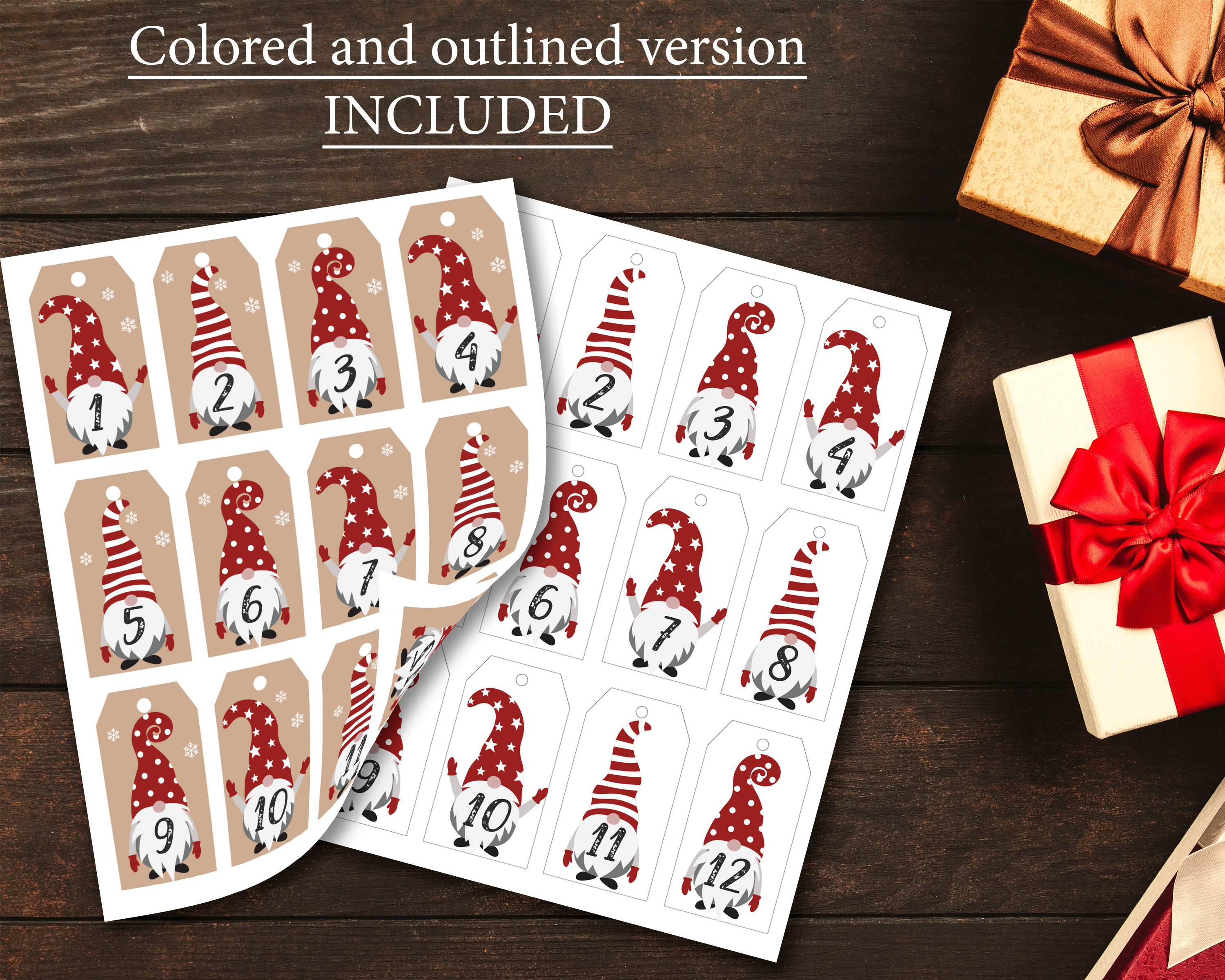 Christmas Countdown Tags Printable, DIY Advent Calendar, 24 Days Until ...