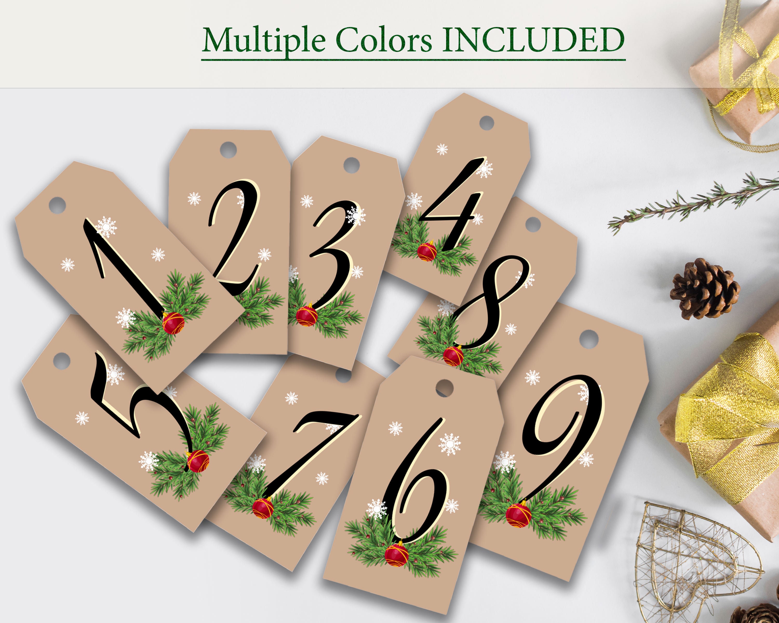 Christmas Countdown Tags Printable, DIY Advent Calendar, 24 Days Until ...