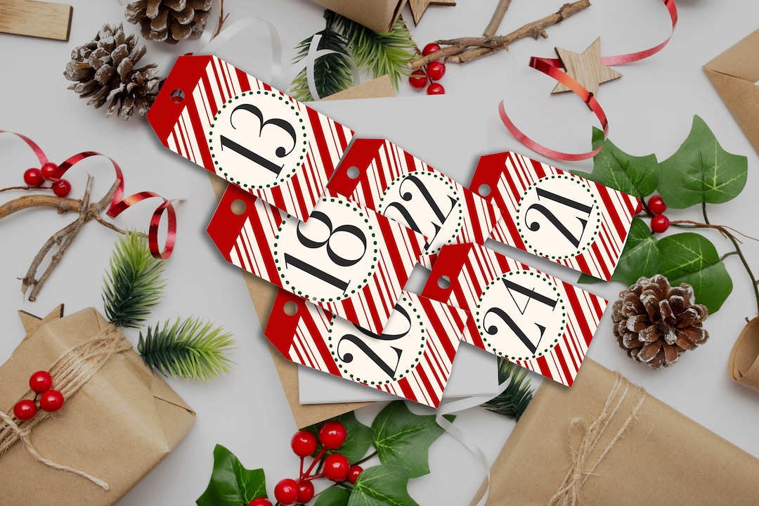Christmas Countdown Tags Printable, DIY Advent Calendar, 25 Days Until ...