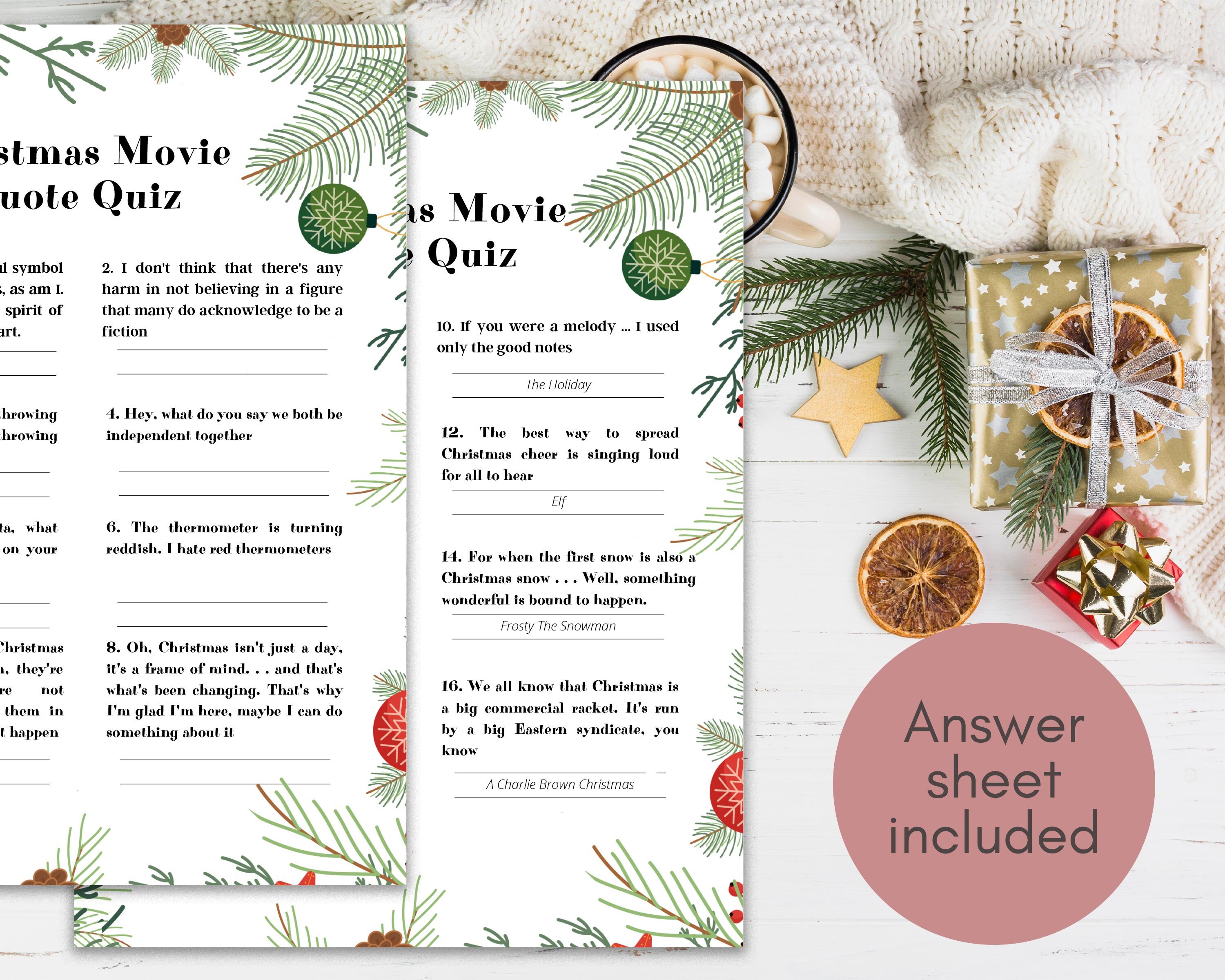 Christmas Movie Quote Quiz, Guess the Movie, Christmas Games Printable ...