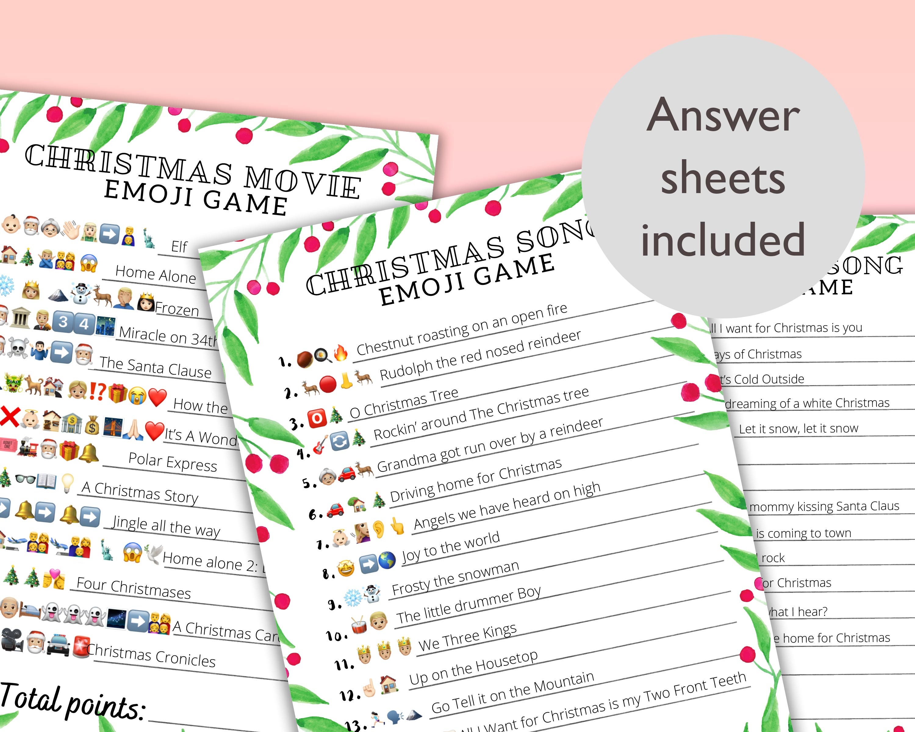 Christmas Movie and Song Quiz Bundle, Emoji Pictionary, Christmas Games ...