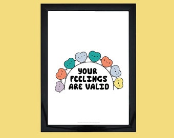 Rainbow Emotions Poster for Kids Feelings Are Valid Words of ...
