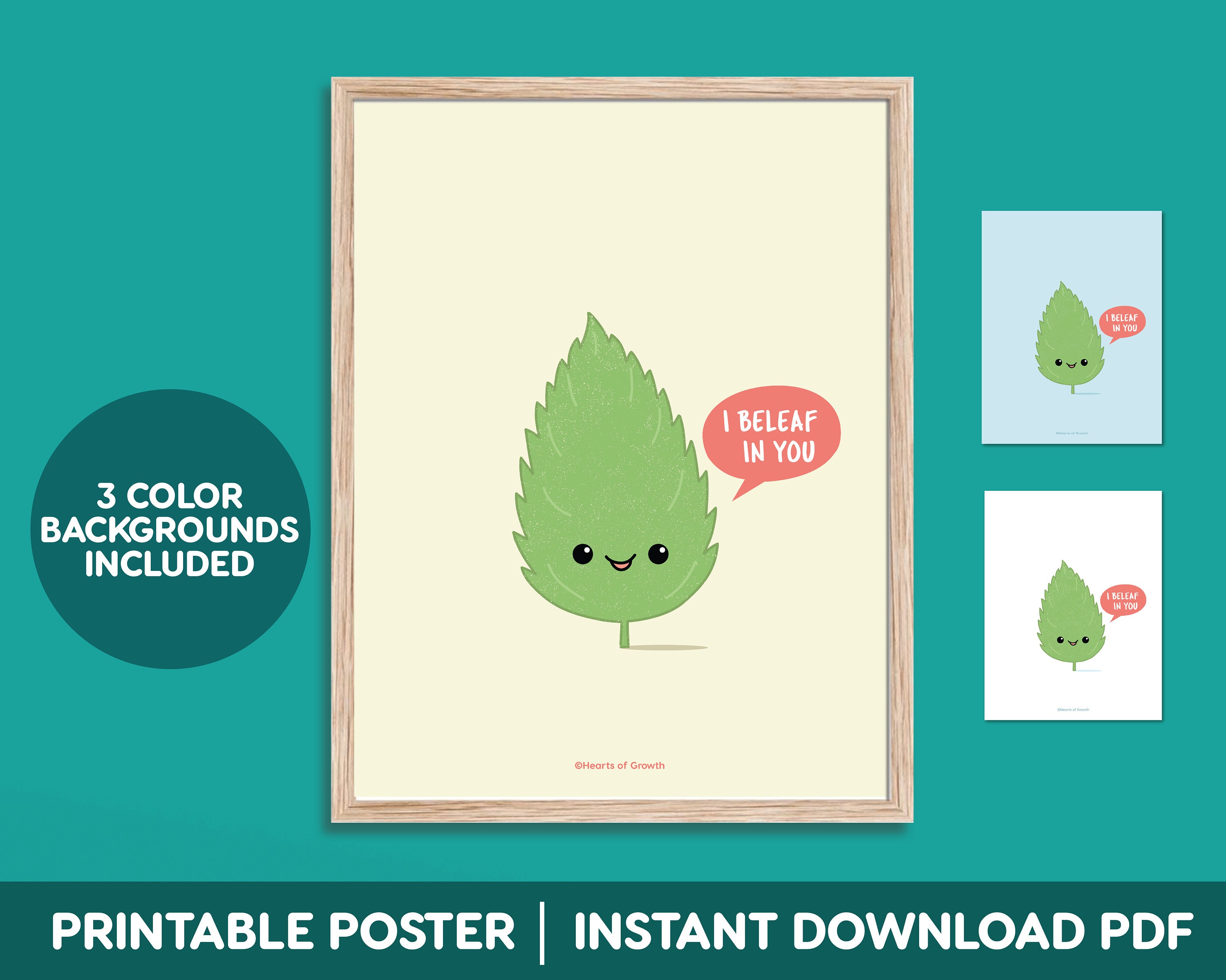 I Beleaf in You | Puns Card | Leaf Print | Printable Wall Art | Support ...
