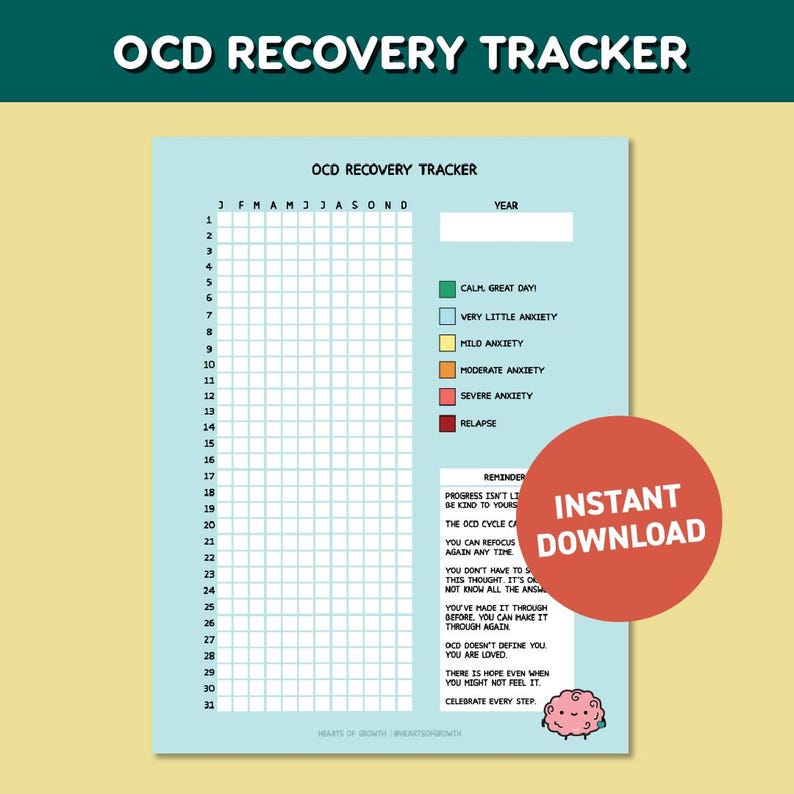 OCD Tracker | OCD Awareness | Therapy Worksheets | Therapy Printables ...