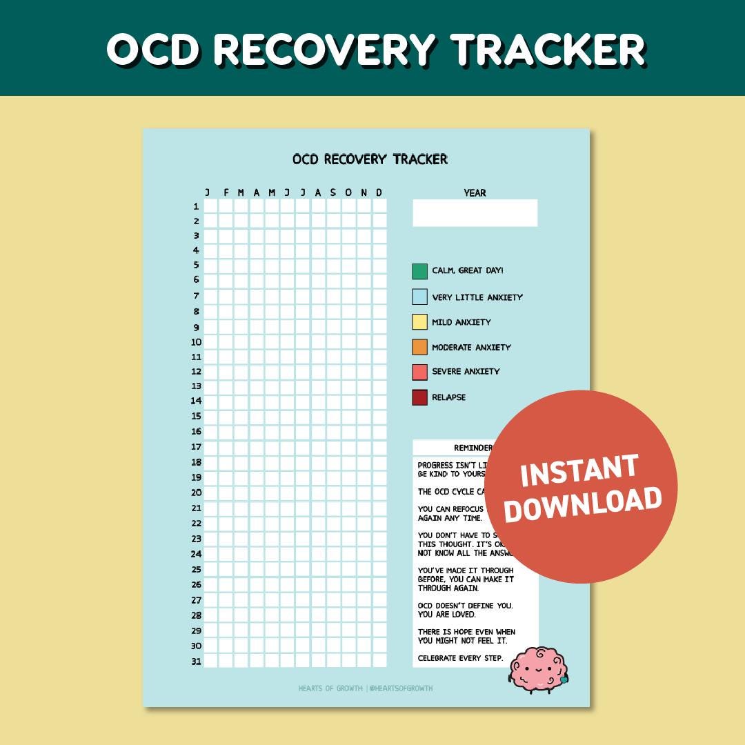 OCD Tracker | OCD Awareness | Therapy Worksheets | Therapy Printables ...